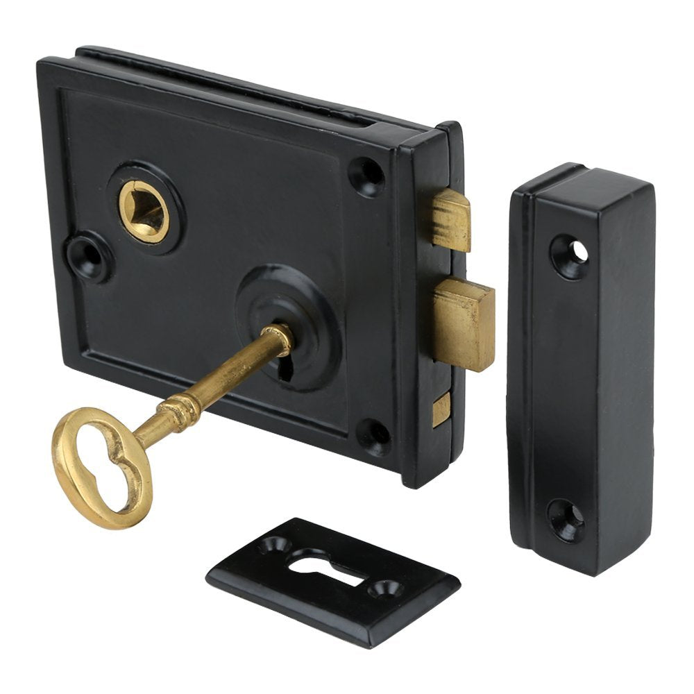 A29 Cast Iron Horizontal Rim Lock, Black Powder-Coated Finish – A29Hardware